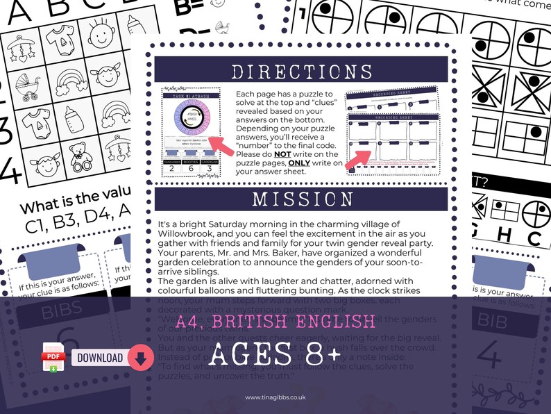 Twin Gender Reveal Escape Room: "it's One of Each" Puzzle (printable ...