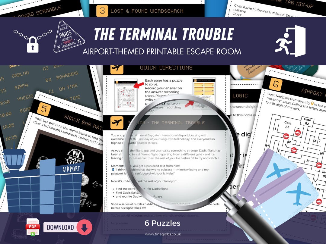 THE TERMINAL TROUBLE – Printable Escape Room Game for Kids (ages 10 ...