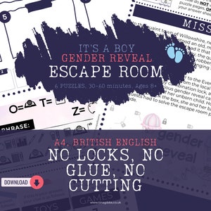 Gender Reveal "it's a Boy" - 6-puzzle Print and Go Escape Room With ...