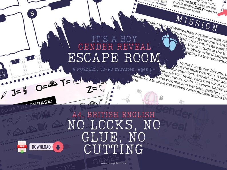Gender Reveal it's a Boy 6-puzzle Print and Go Escape Room With ...