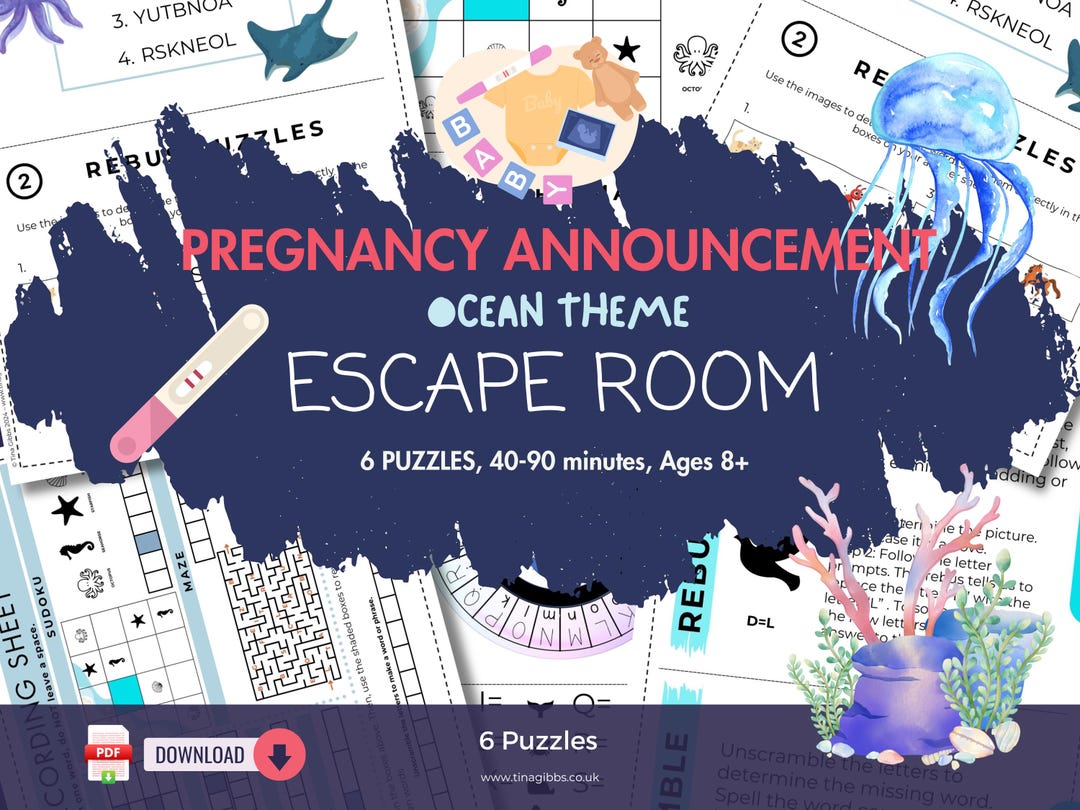 Pregnancy Announcement - Printable Escape Room - Ocean Themed - Etsy