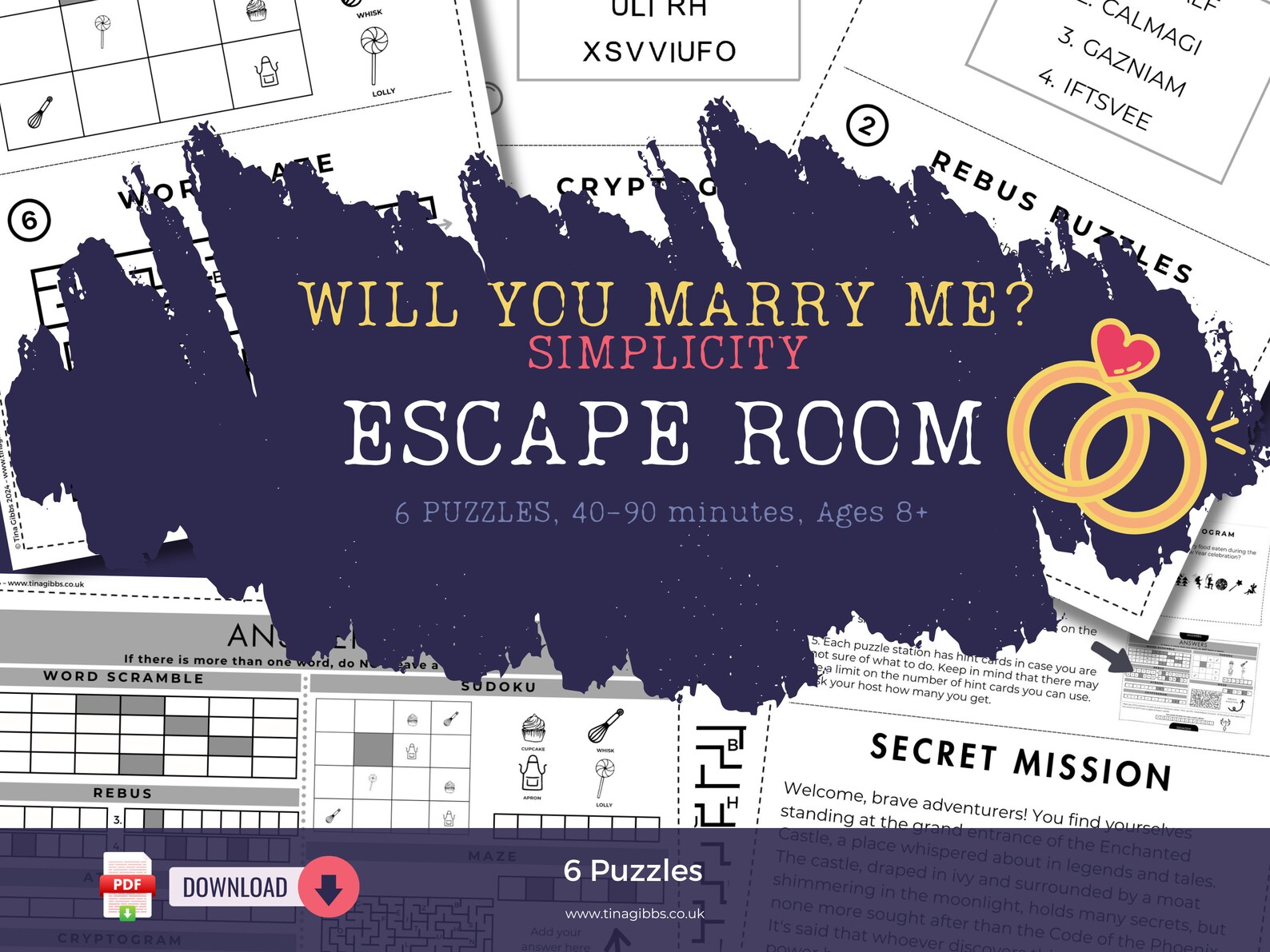 Will You Marry Me? - 6-puzzle Print and Go Escape Room Propose to Your ...