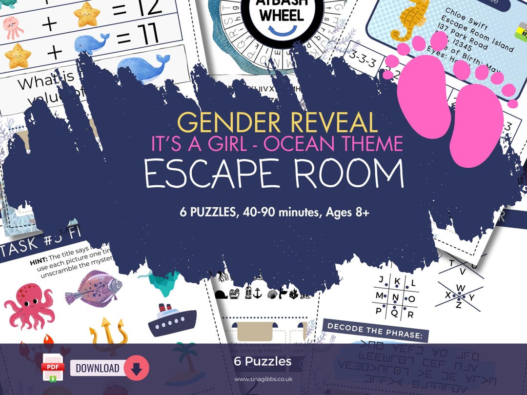 It's a Girl Gender Reveal Escape Room: Ocean Theme (printable) - Etsy