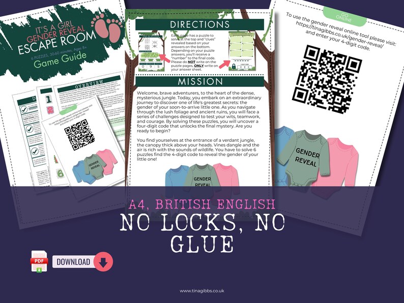 It's a Girl Gender Reveal Escape Room: Jungle Theme, 6 Puzzles ...