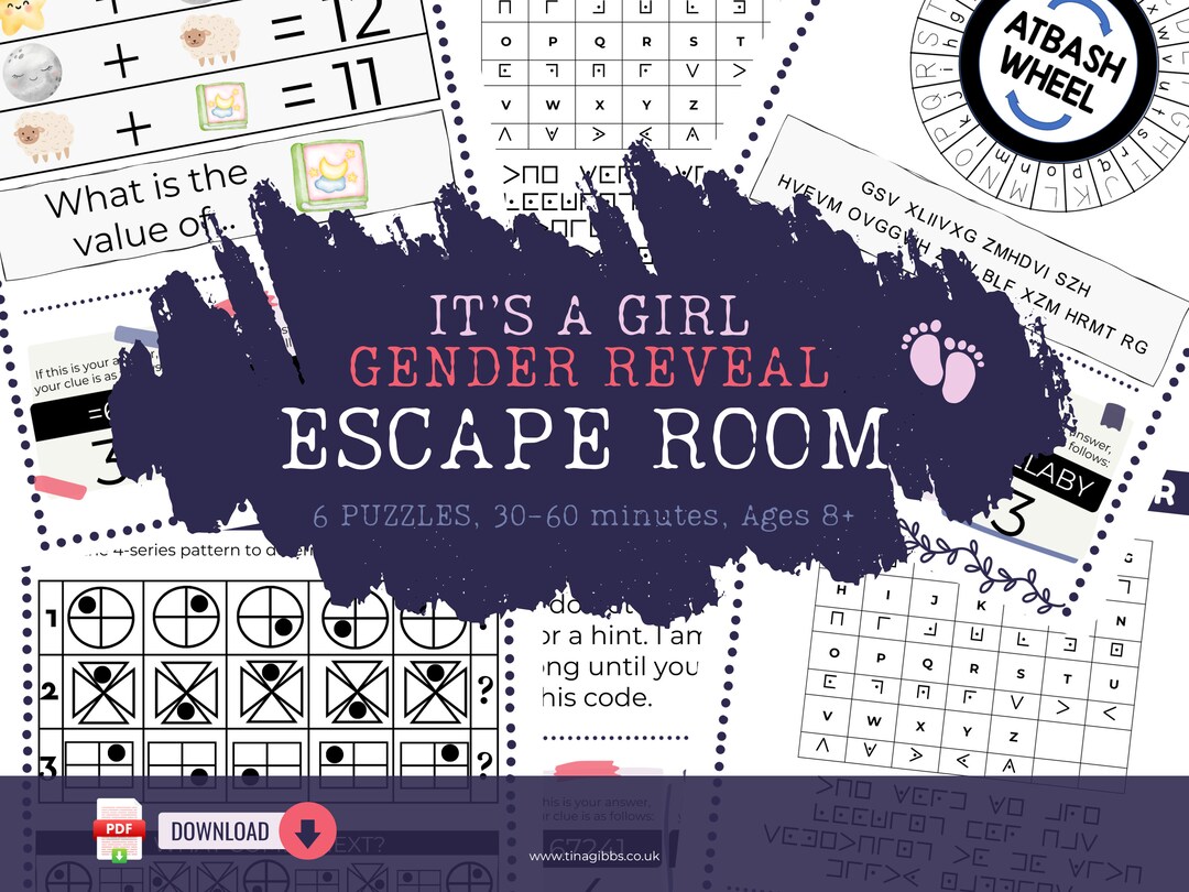 Gender Reveal it's a Girl 6-puzzle Print and Go Escape Room With ...