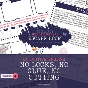 Gender Reveal "it's a Boy" - 12-puzzle Print and Go Escape Room With ...