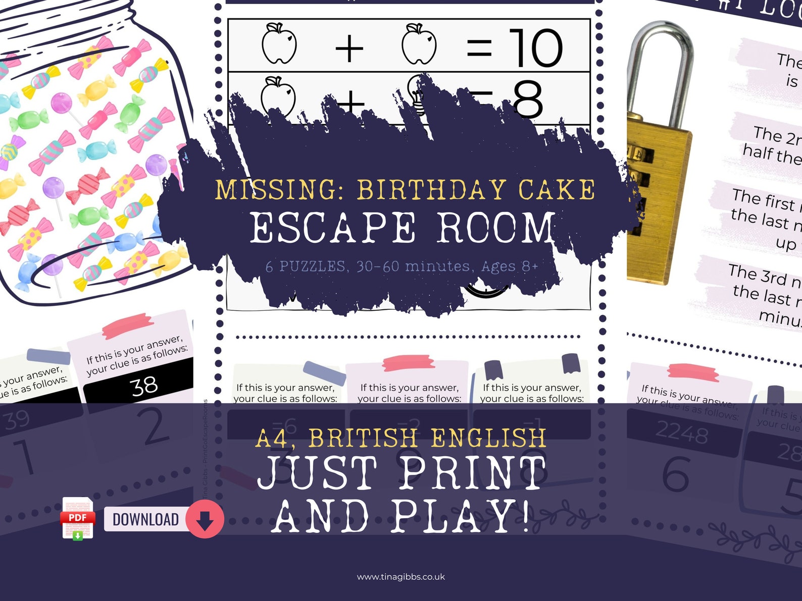 Missing Birthday Cake Escape Room: 6 Puzzle Printable Game (PDF) - Etsy