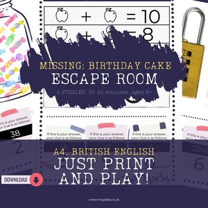 Missing Birthday Cake Escape Room: 6 Puzzle Printable Game (PDF) - Etsy