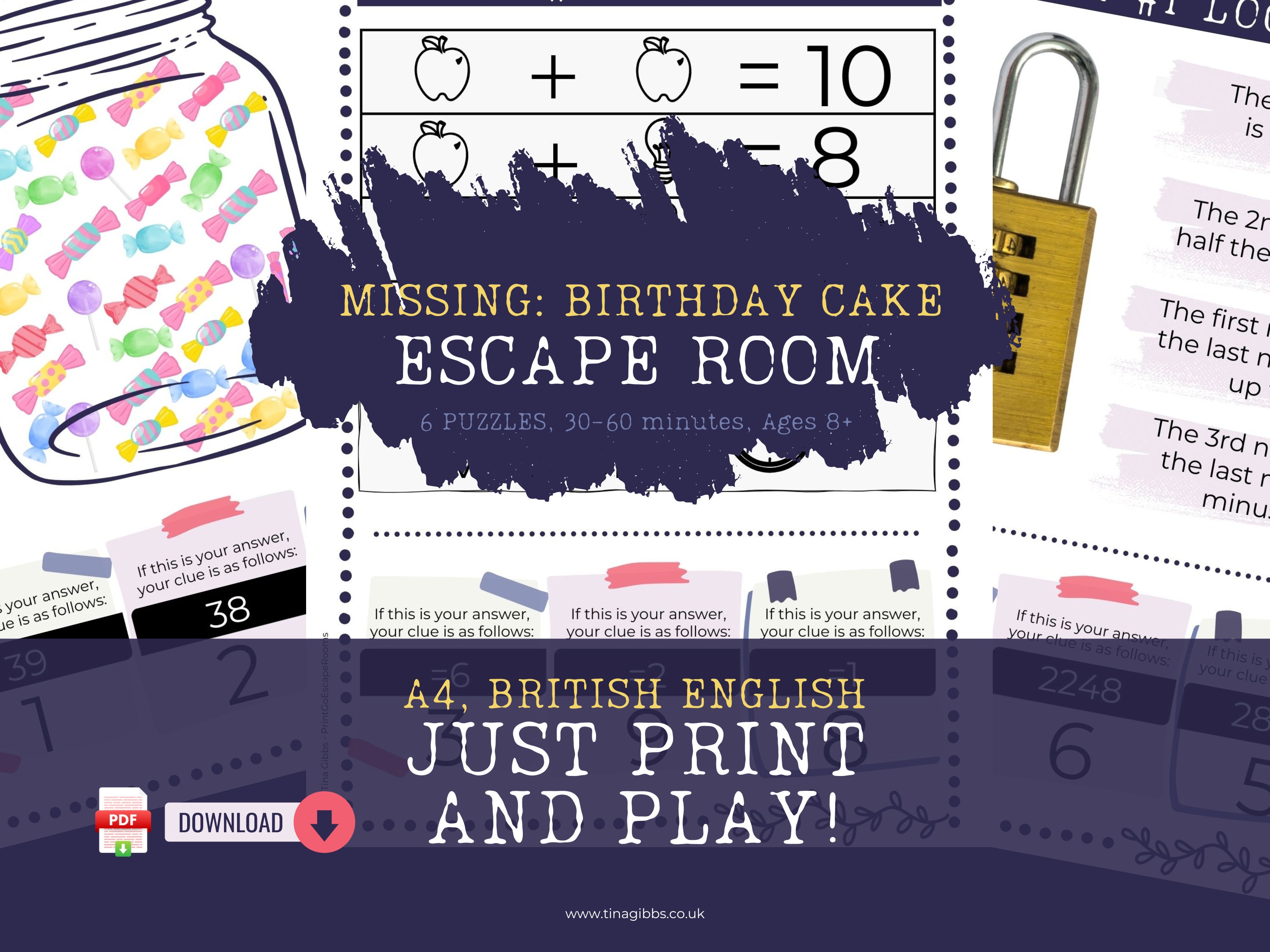 Missing Birthday Cake Escape Room: 6 Puzzle Printable Game (PDF) - Etsy