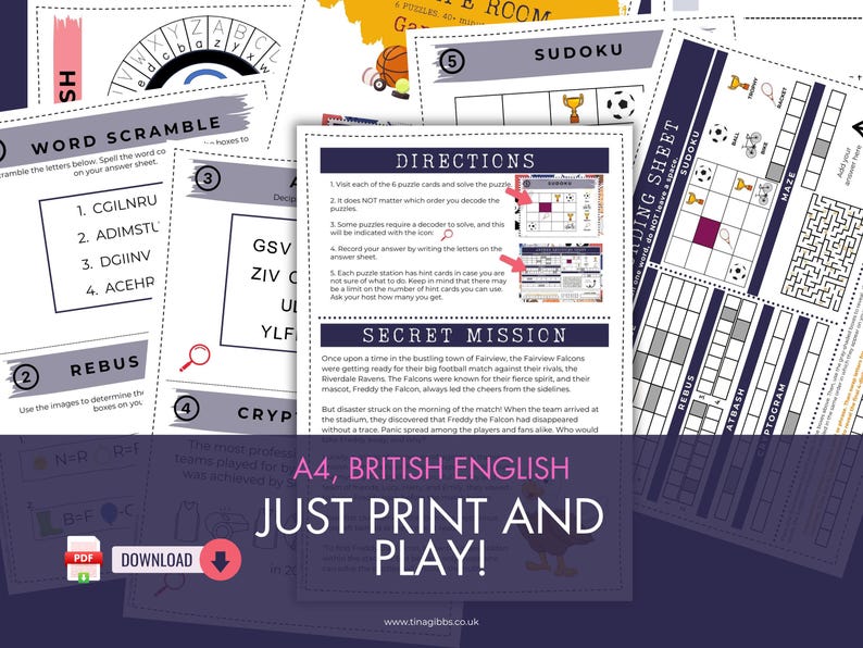 The Missing Mascot Sports Escape Room - 6-puzzle Print and Go Escape ...