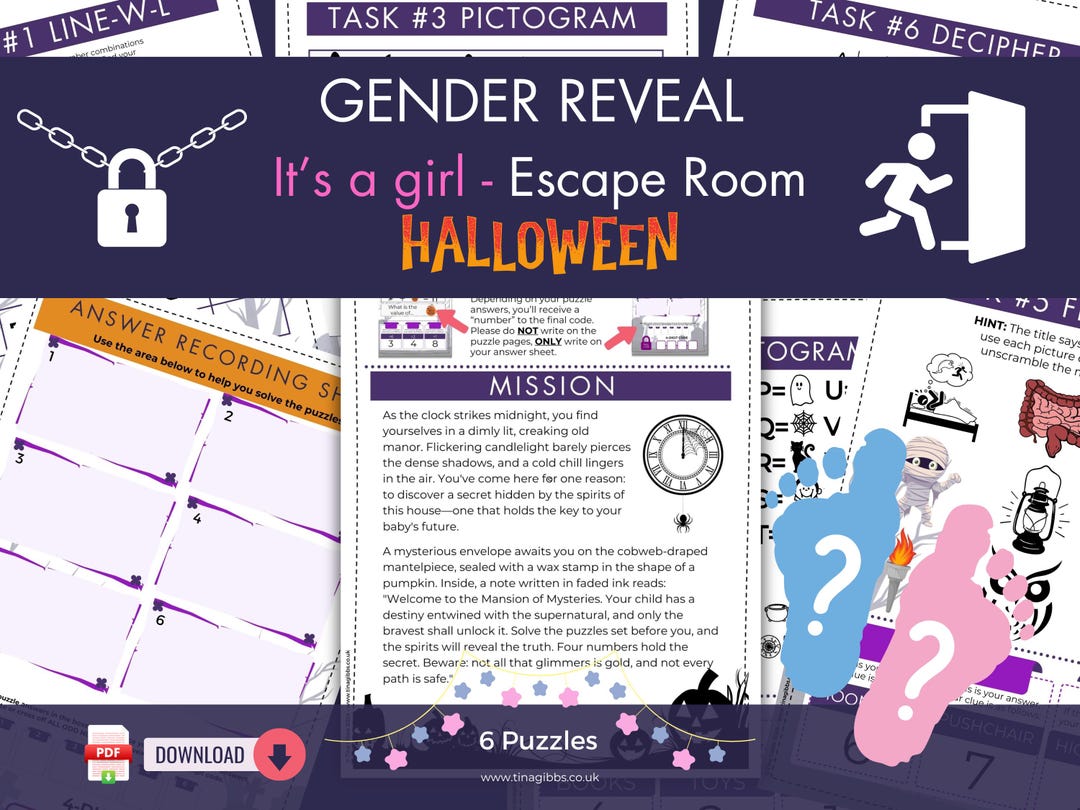 It's a Girl Gender Reveal Escape Room: Halloween Puzzle (printable) - Etsy