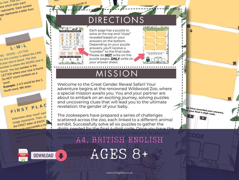 It's a Girl Gender Reveal Escape Room: Safari Theme, 6 Puzzles ...