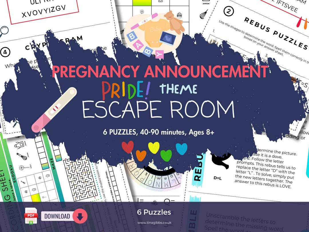 Pregnancy Announcement - Printable Escape Room - Pride Themed - Etsy