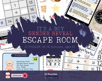 Gender Reveal it's a Boy 6-puzzle Print and Go Escape Room With ...
