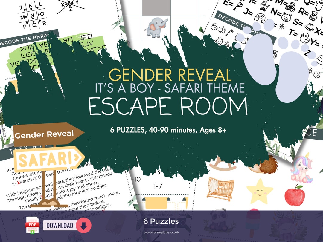 Gender Reveal "it's a Boy" - 6-puzzle Print and Go Escape Room With ...
