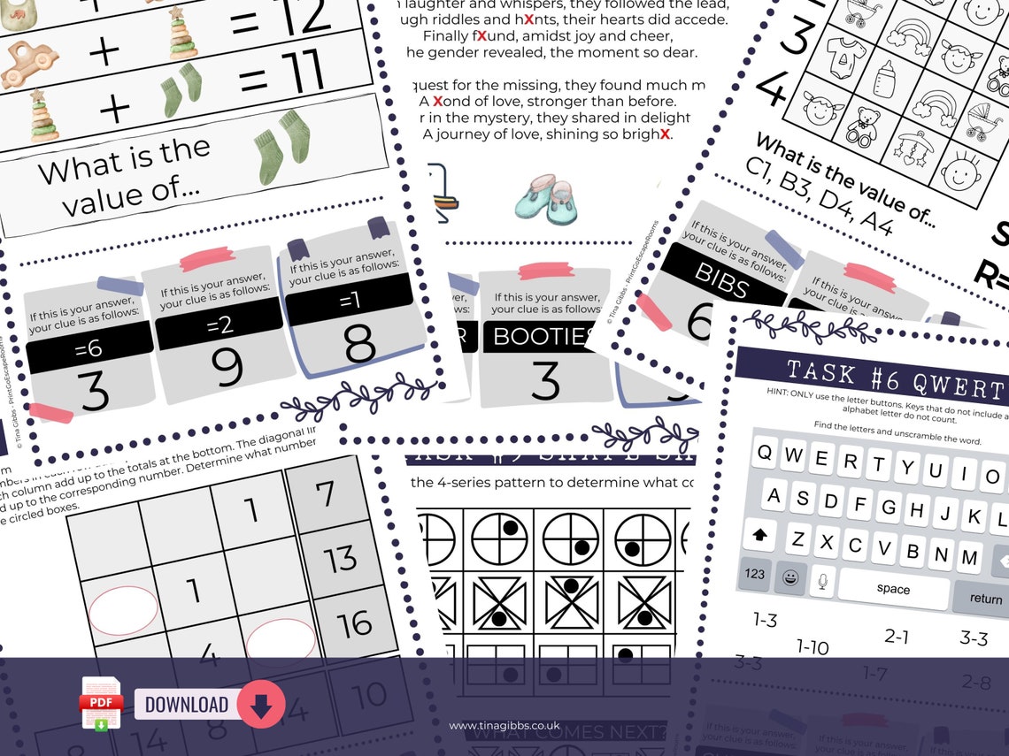 Twin Gender Reveal Escape Room: "it's One of Each" Puzzle (printable ...