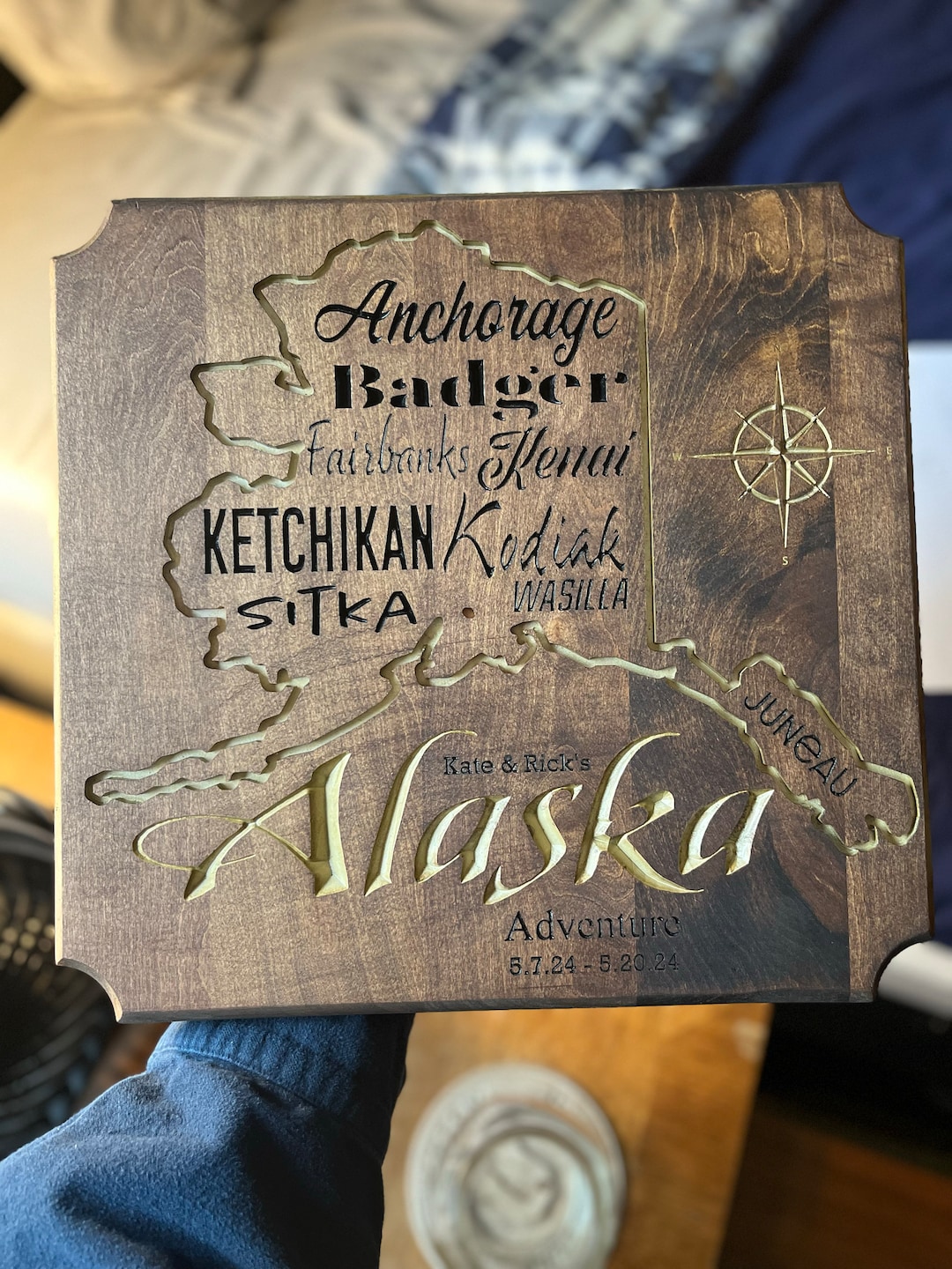 Custom Alaska Wooden Sign With Cities - Personalized Handmade Decor - Etsy