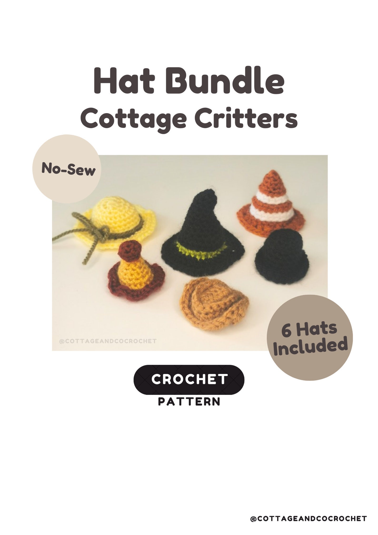 Mini Hats Bundle No-sew Crochet Patterns- 6 Miniature Hats - Etsy