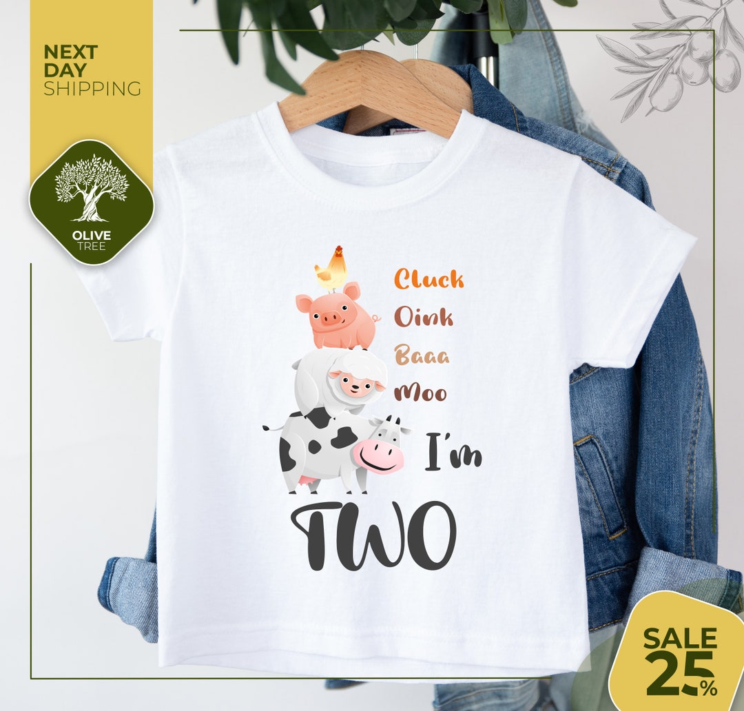 Oink Baa Moo I'm Two Shirt Custom Barn Animal Birthday Shirt Custom ...