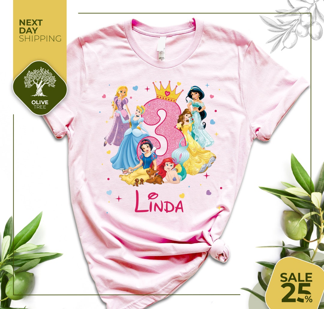 Custom Disney Princess Birthday Tshirt Personalized Disney Princess Shirt Disney Shirt Birthday ...