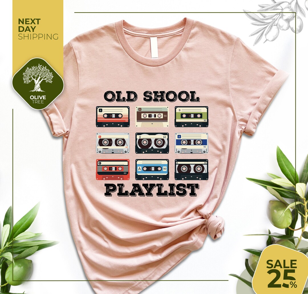 Old School Playlist Shirt | Retro 80s Music Party | Music Mix Tape Cassette Player Shirt | Men's ...