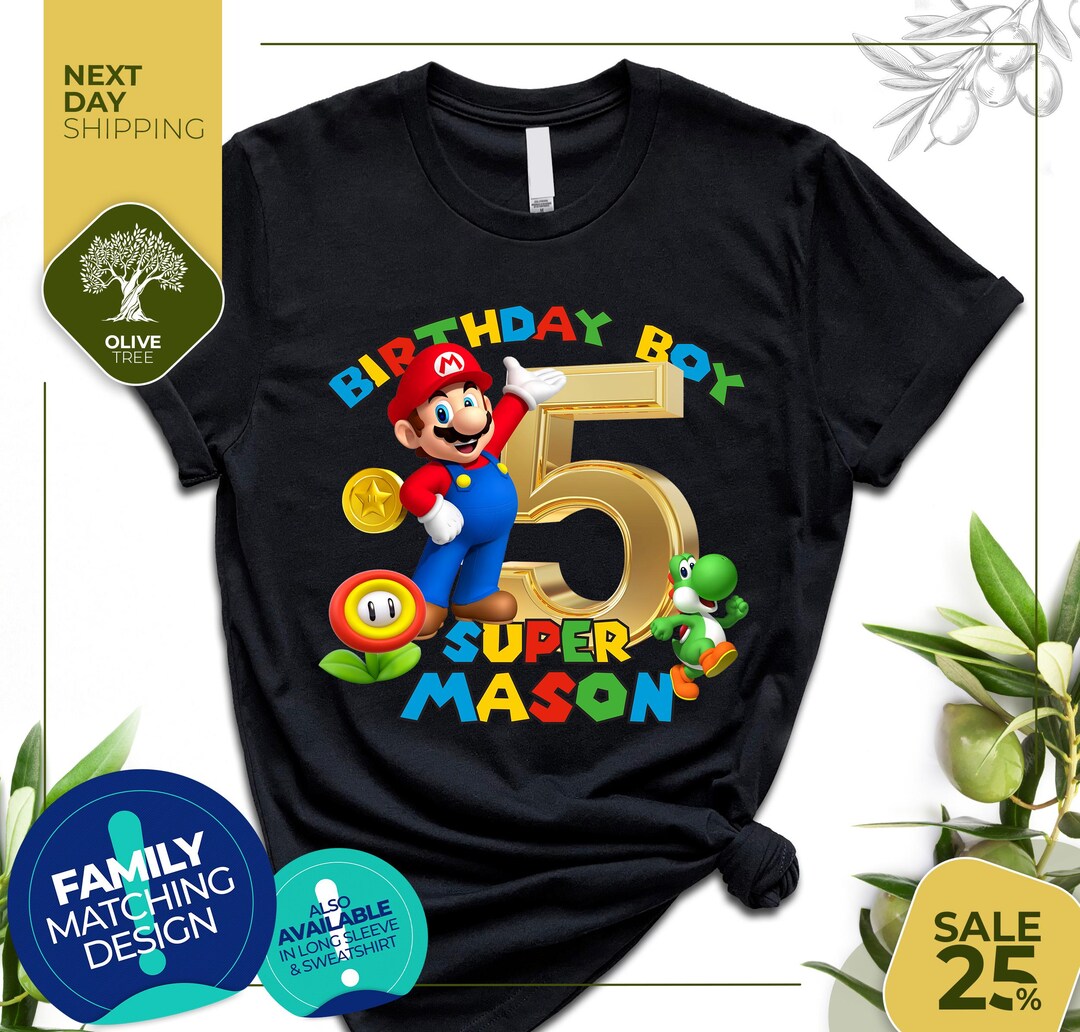 Custom Mario Birthday Shirt | Personalize Super Mario Family Shirts ...