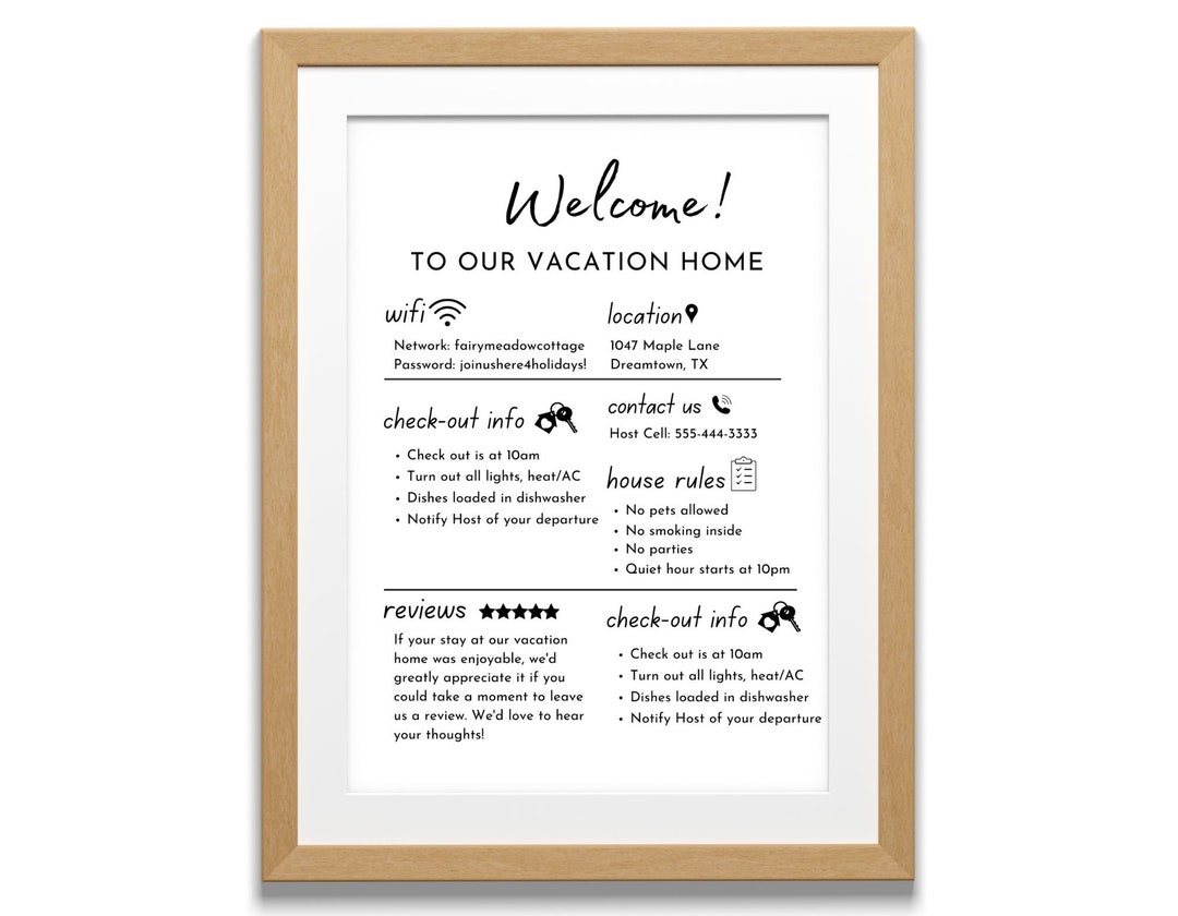 Airbnb Welcome Sign, Airbnb Template, Airbnb Signs, Airbnb Welcome ...