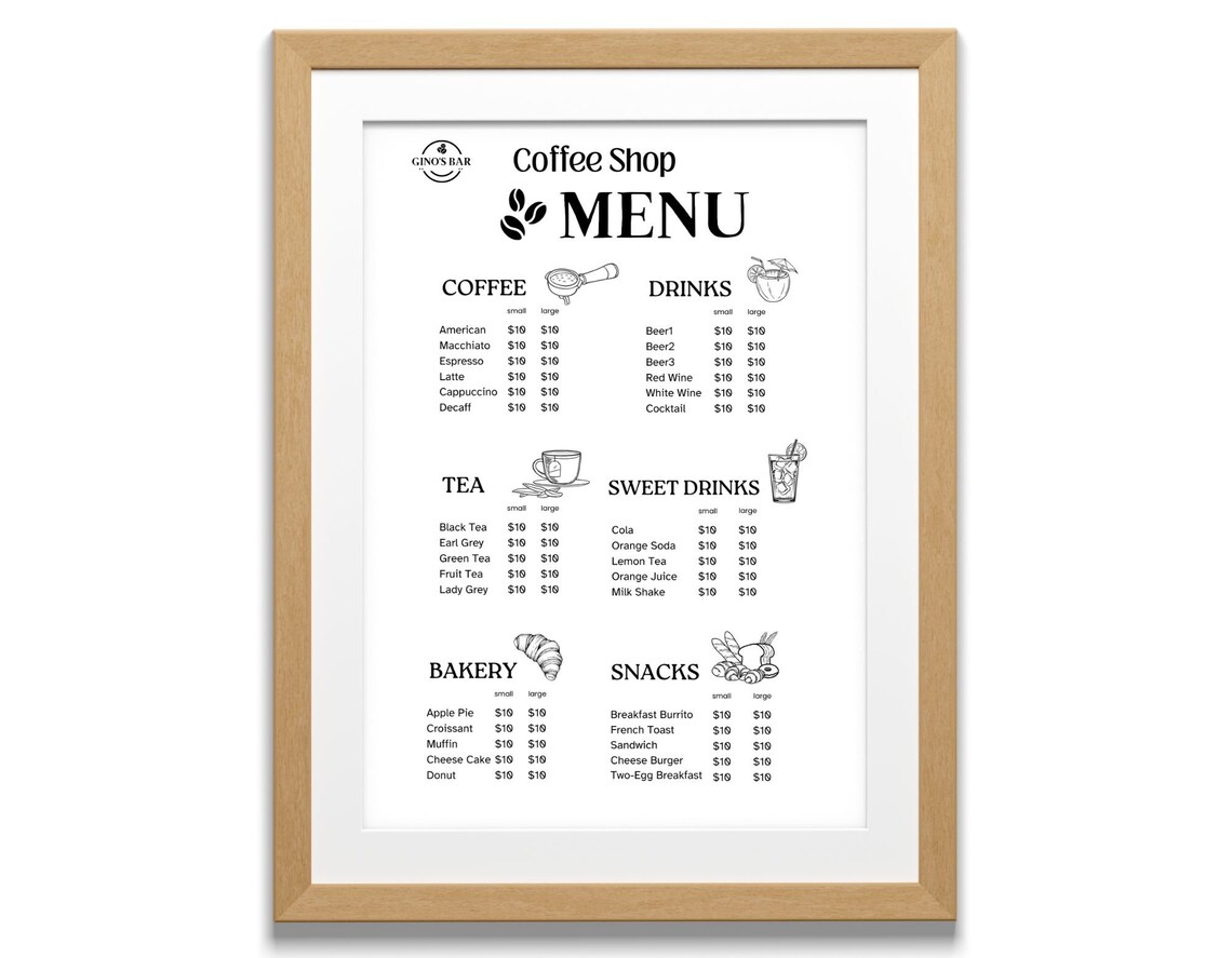 Bar Menu, Drink Menu, Canva Template, Cafe Menu, Bar Menu Template ...