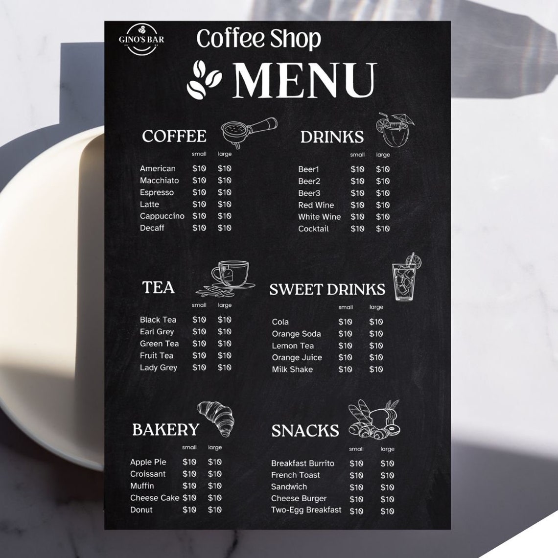 Bar Menu, Drink Menu, Canva Template, Cafe Menu, Bar Menu Template ...