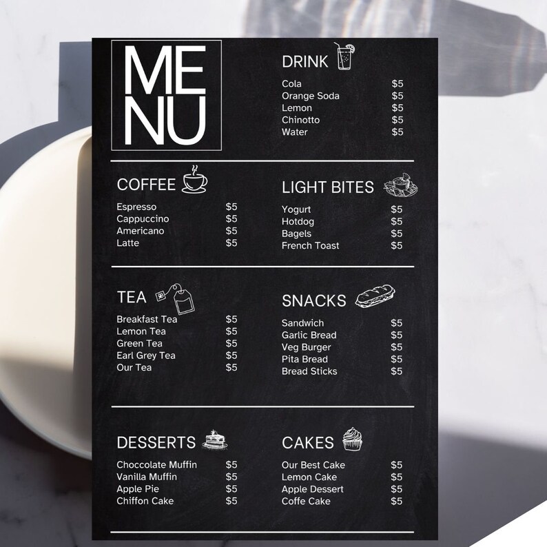 Bar Menu, Drink Menu, Canva Template, Cafe Menu, Bar Menu Template ...