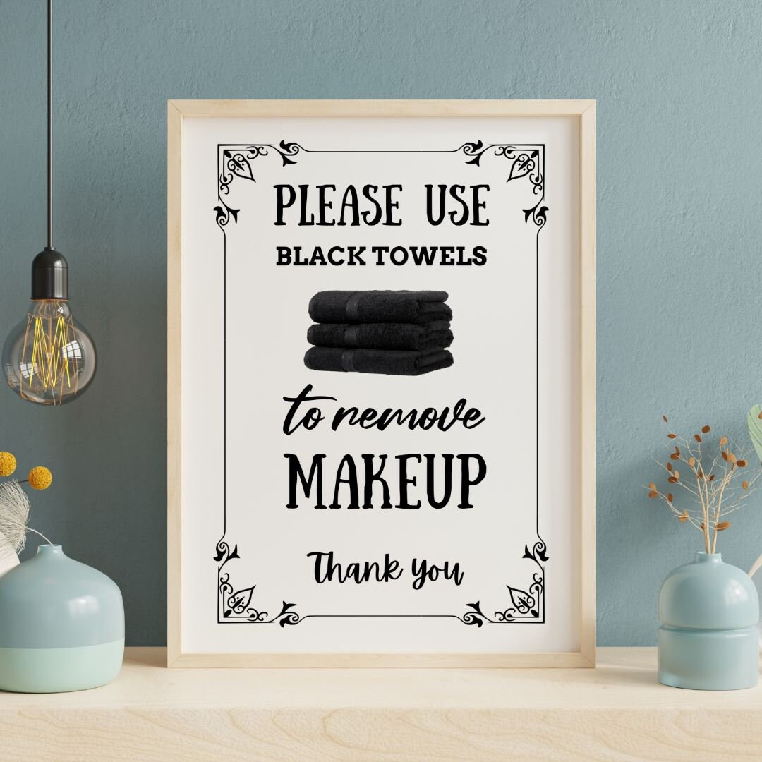 Use Black Towels, Restroom Sign, Canva Template, Airbnb Template ...