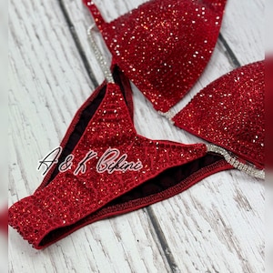 Red Competition Bikini Suit, NPC Bikini, Posing Bikini, IFBB Bikini ...