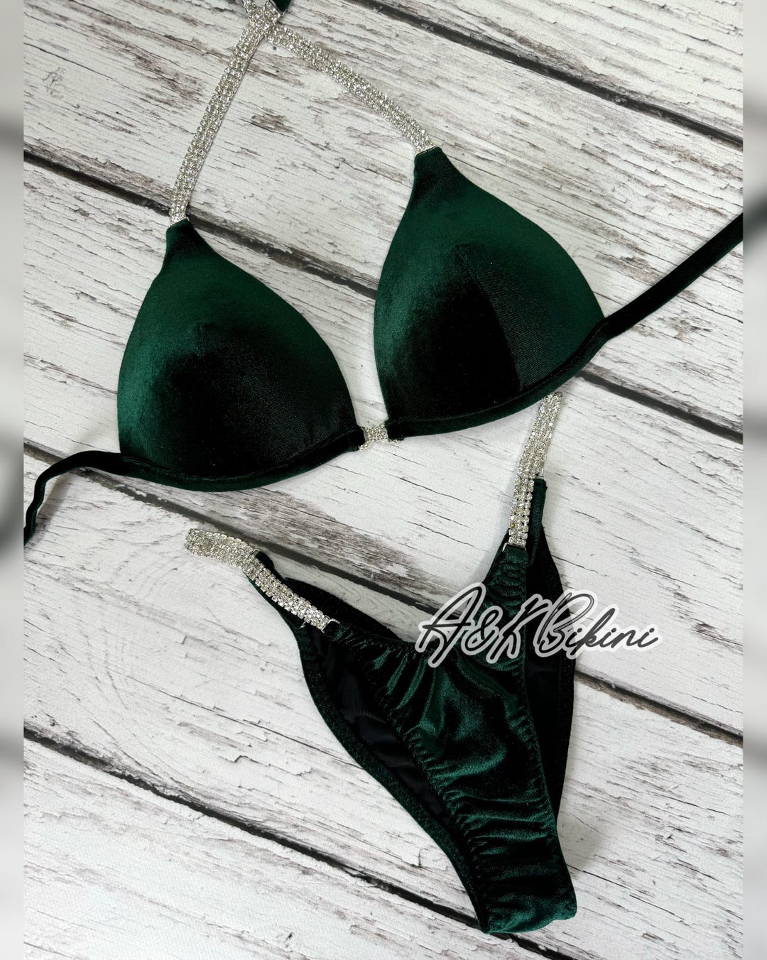 Handmade Competition Bikini: Custom Posing Suit With Rhinestones - Etsy