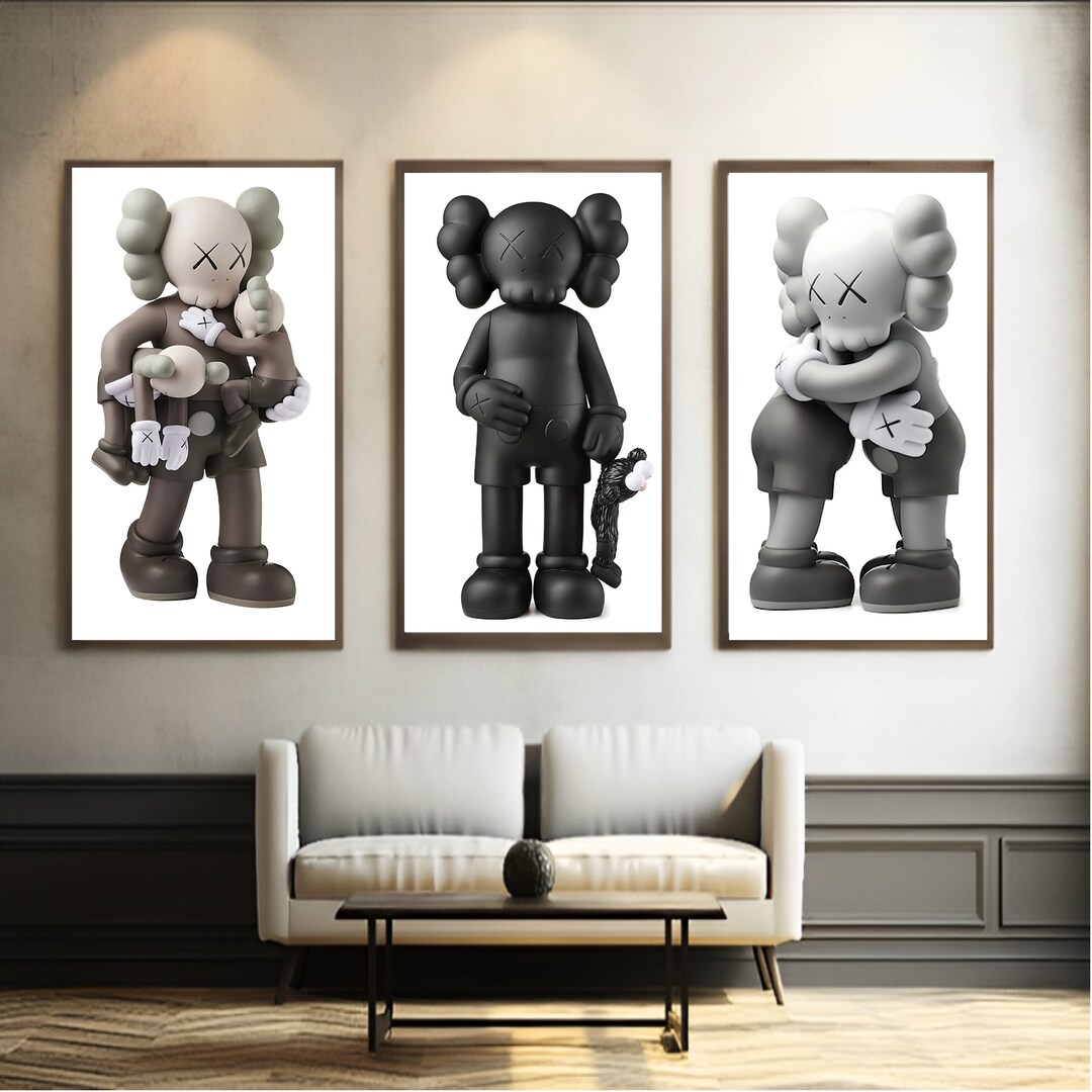 Decorative Hypebeast Art, Kaws Poster Set of 3, Hypebeast Kaws Figure ...