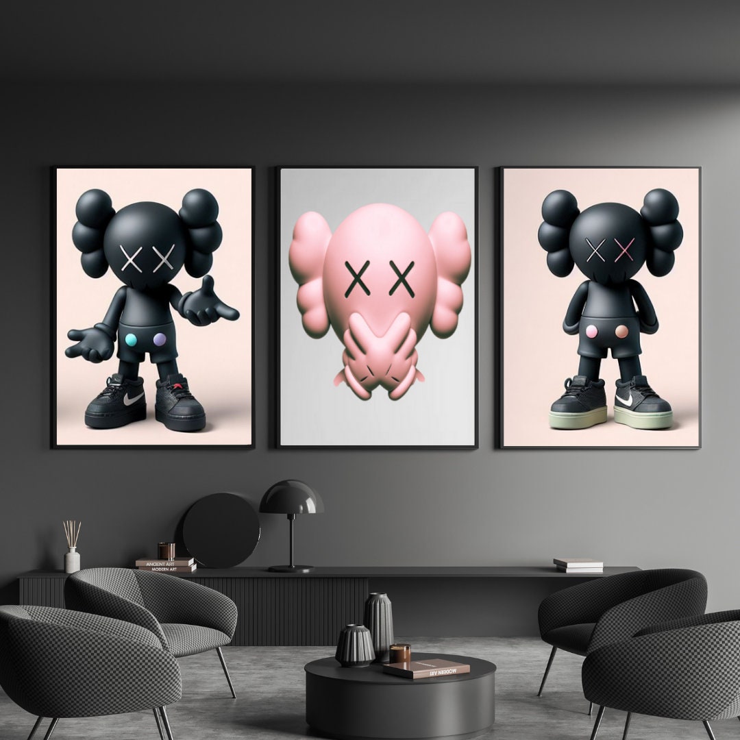 Kaws Poster, Hypebeast Decorations Toys Poster, Set of 3, Printable ...