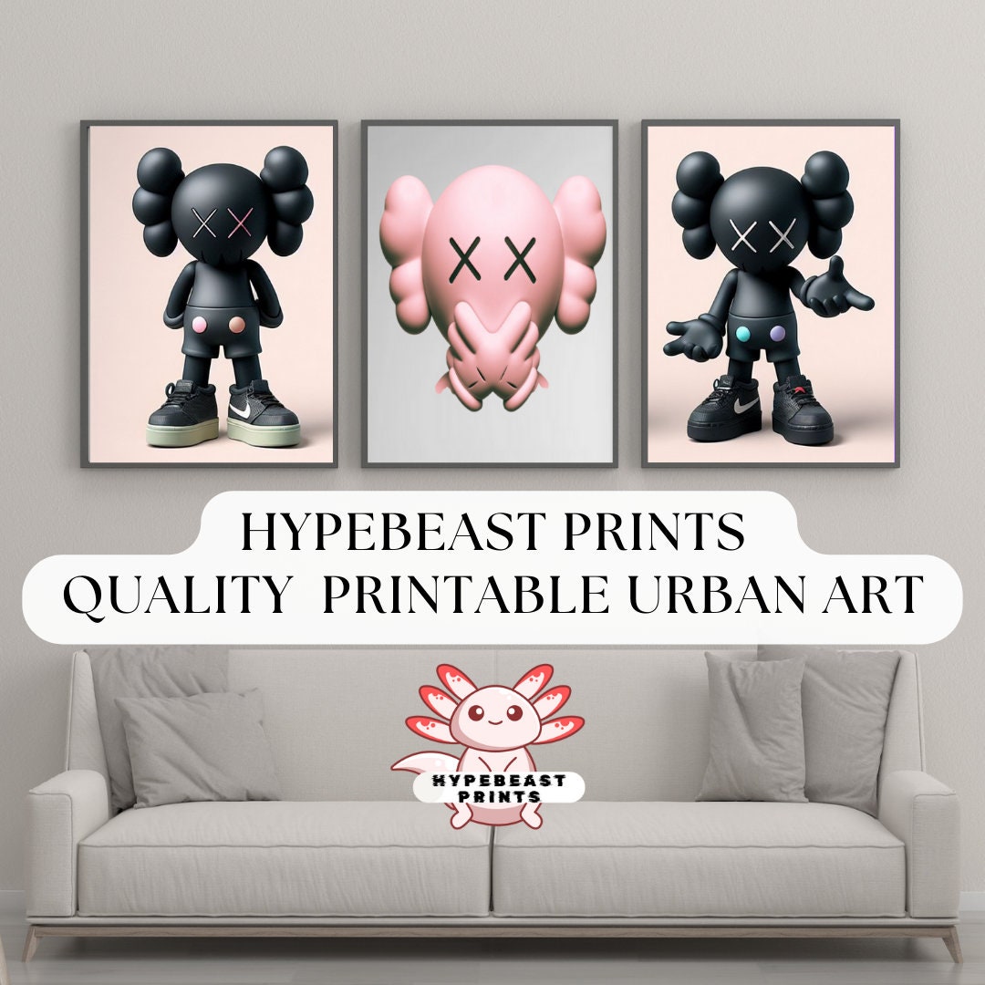 Kaws Poster, Hypebeast Decorations Toys Poster, Set of 3, Printable ...
