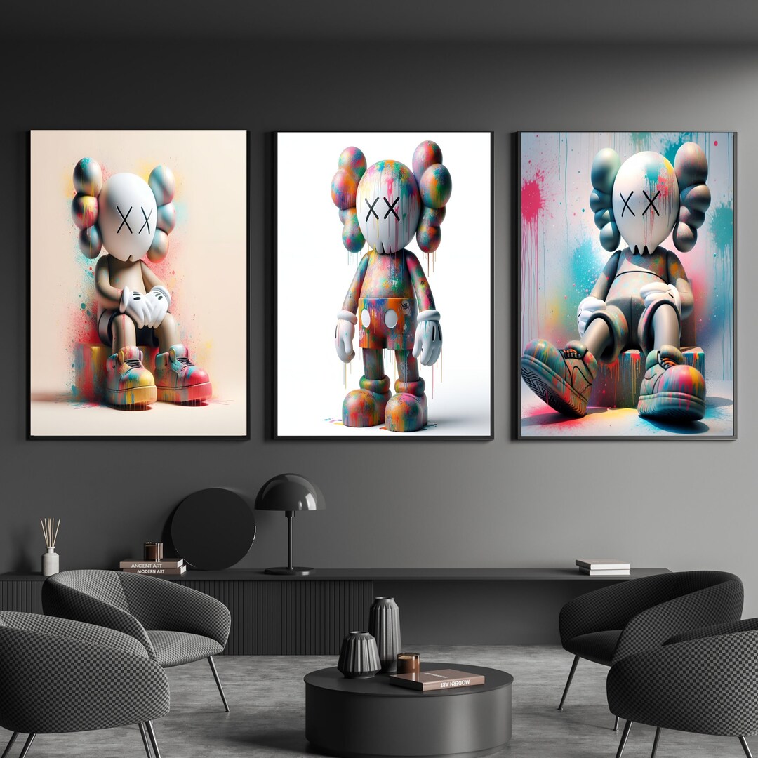 Kaws Poster Set of 3, Printable Minimalist Hypebeast Kaws Figure Poster ...
