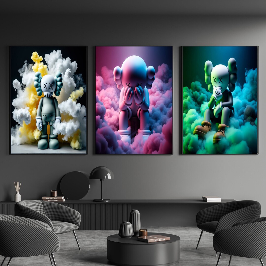 Kaws Poster, Hypebeast Toys Set of 3, Printable Graffiti Poster, Kaws ...