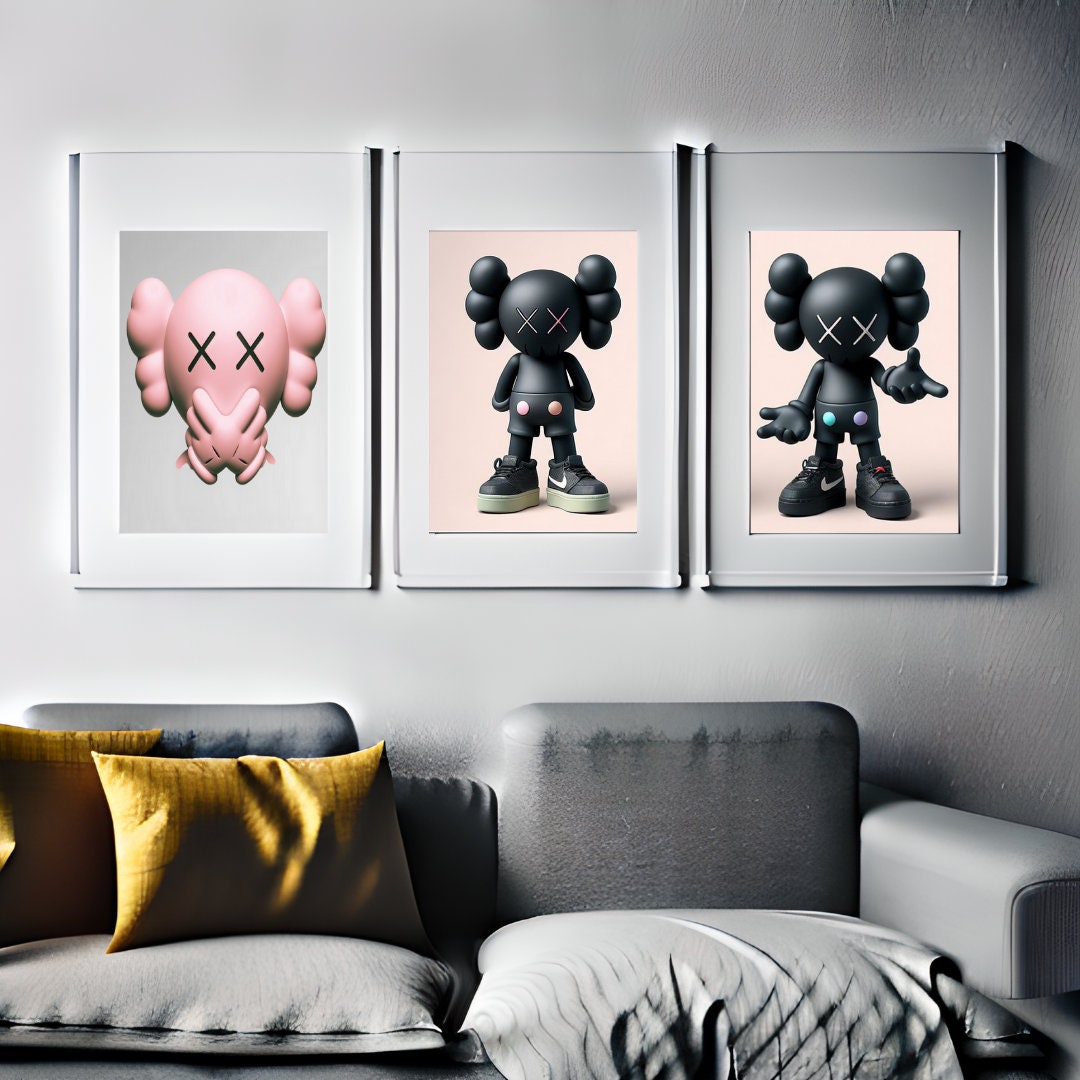 Kaws Poster, Hypebeast Decorations Toys Poster, Set of 3, Printable ...