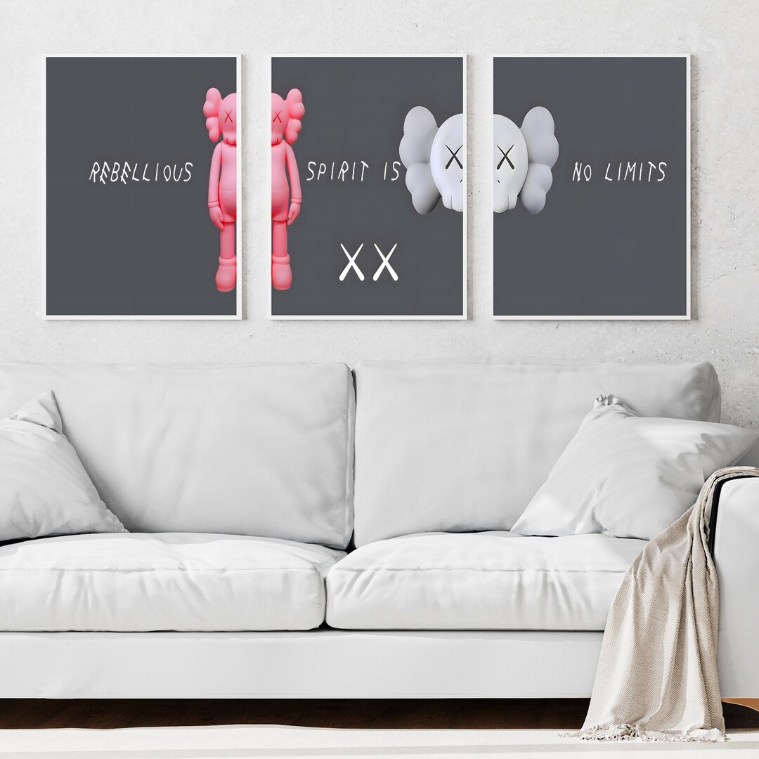 Kaws Poster Set of 3 Printable Kaws Graffiti Poster Hypebeast Kaws ...