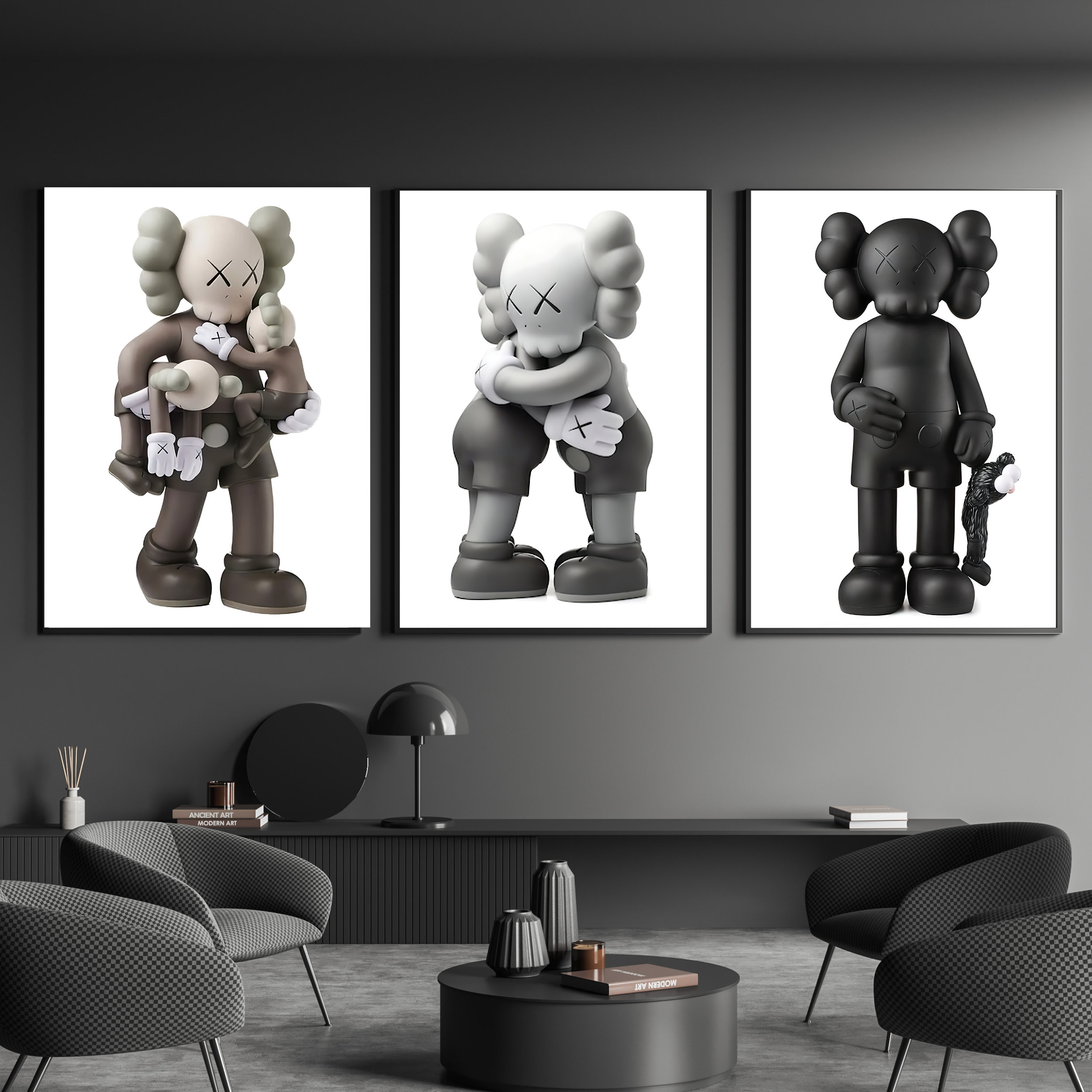 Decorative Hypebeast Art, Kaws Poster Set of 3, Hypebeast Kaws Figure ...