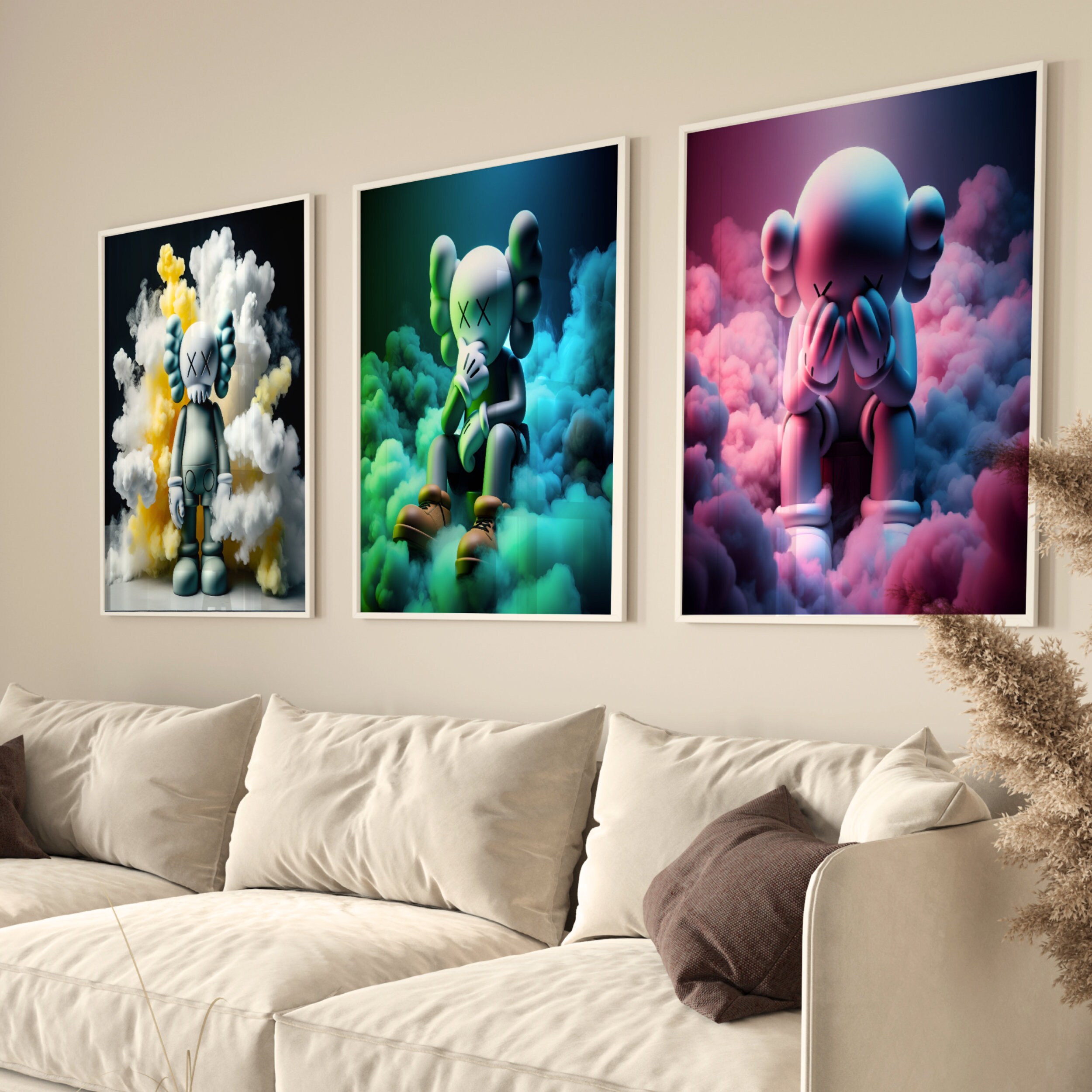 Kaws Poster, Hypebeast Toys Set of 3, Printable Graffiti Poster, Kaws ...