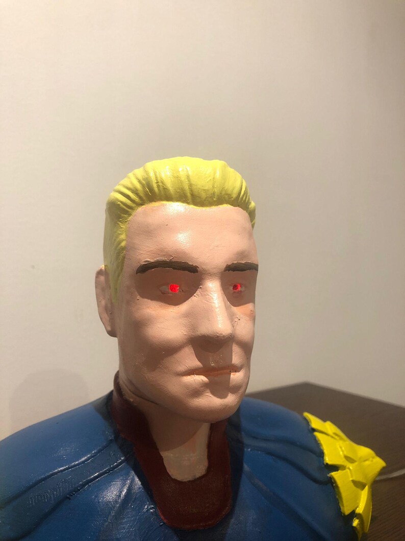 Homelander Bust Statue With Red Led's Handcrafted Superhero Sculpture ...