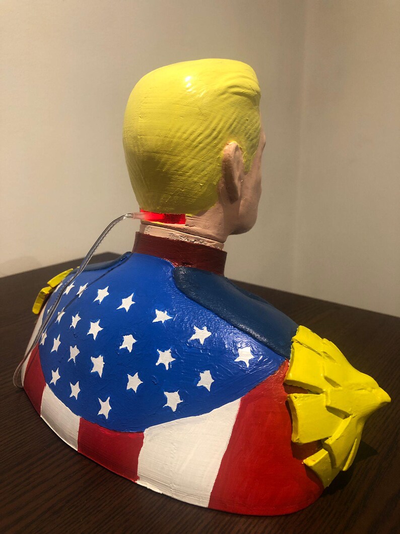 Homelander Bust Statue With Red Led's Handcrafted Superhero Sculpture ...