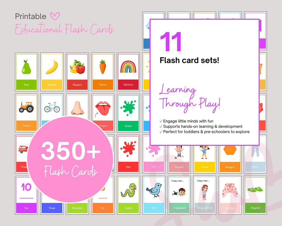 Printable Educational Toddler Flash Cards Bundle - Etsy
