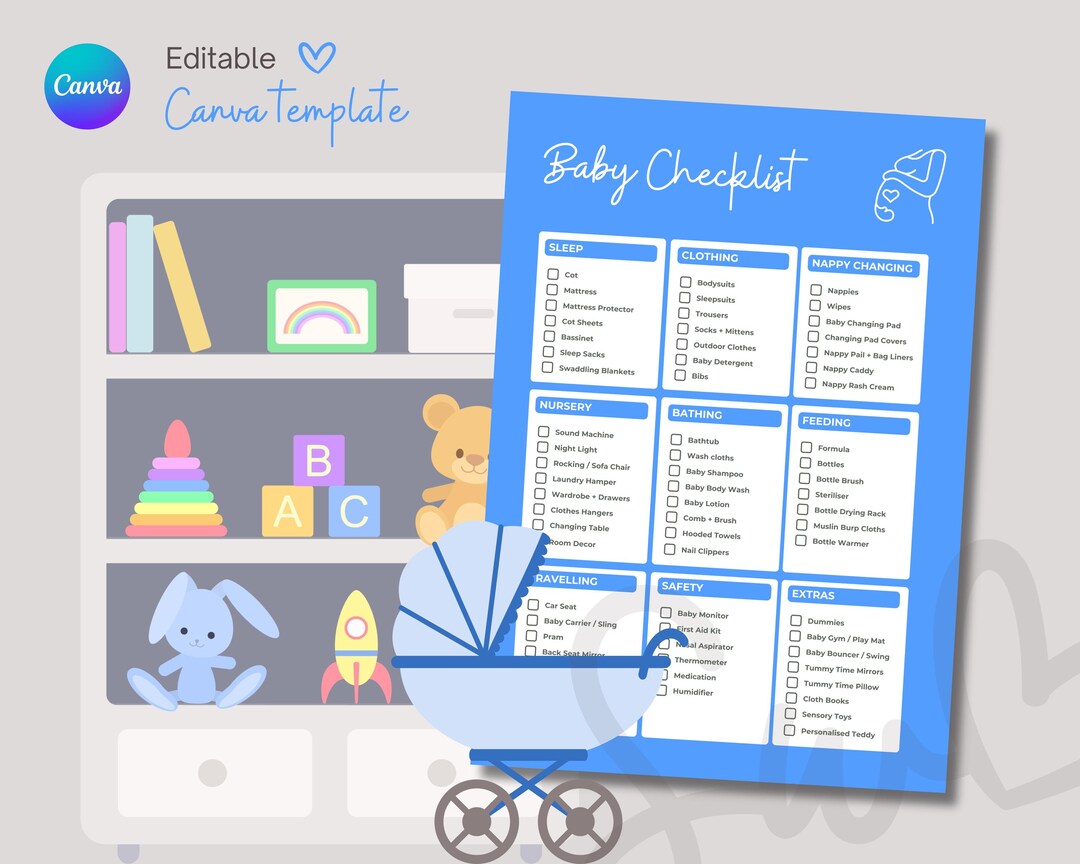 Boy Baby Essentials Checklist for New Mums Newborn Must-haves Editable ...