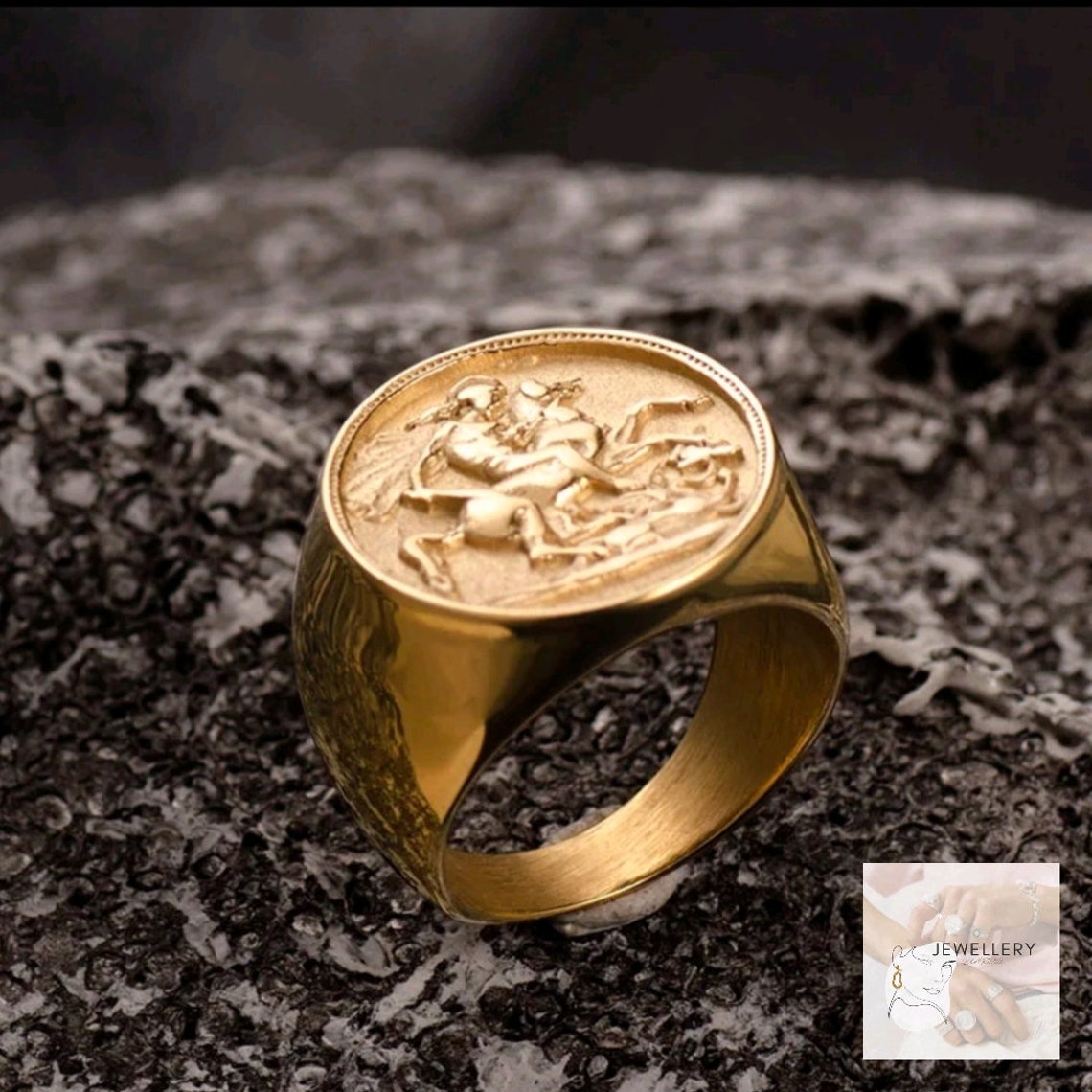 Gold Plated Steel Sovereign Coin Ring for Men and Women. - Etsy
