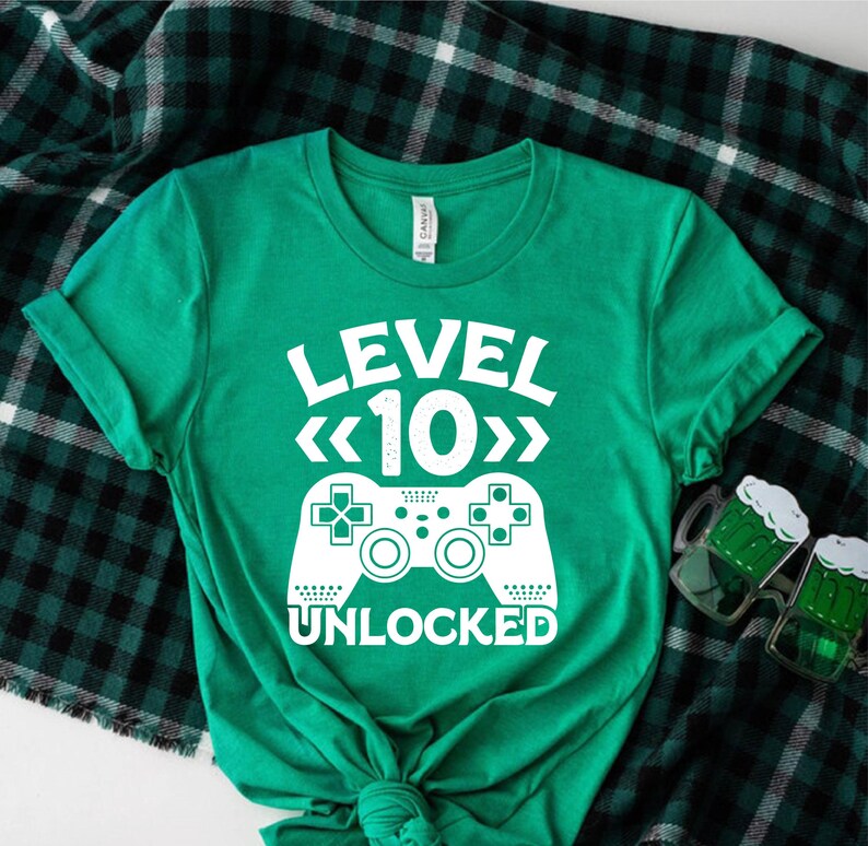 Level 10 Unlocked SVG, 10th Birthday, 10 Years Old, Gamer Shirt Svg ...