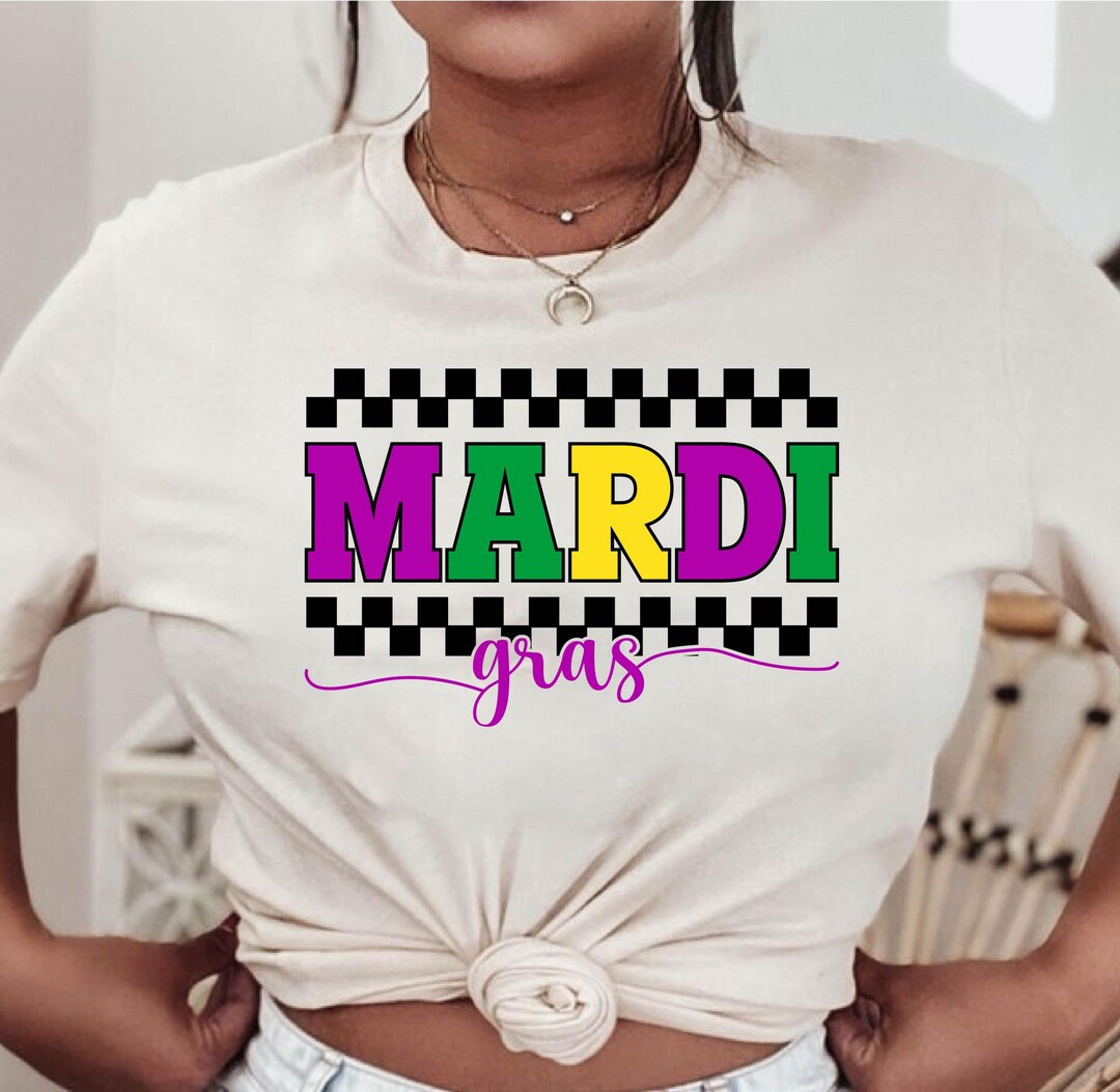 Retro Checkered Mardi Gras PNG, Glitter Mardi Gras Varsity Png, Fleur ...