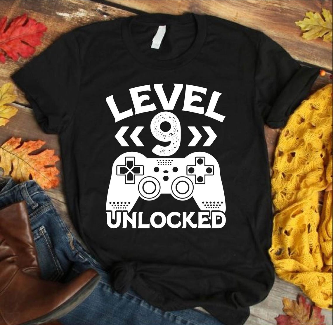 Level 9 Unlocked Birthday SVG, 9 Years Old Gamer Shirt Svg, 9th ...